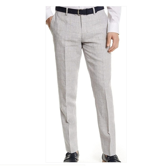 Bar III | Pants | Bar Iii Mens Gray Plaid Linen Check Pants | Poshmark